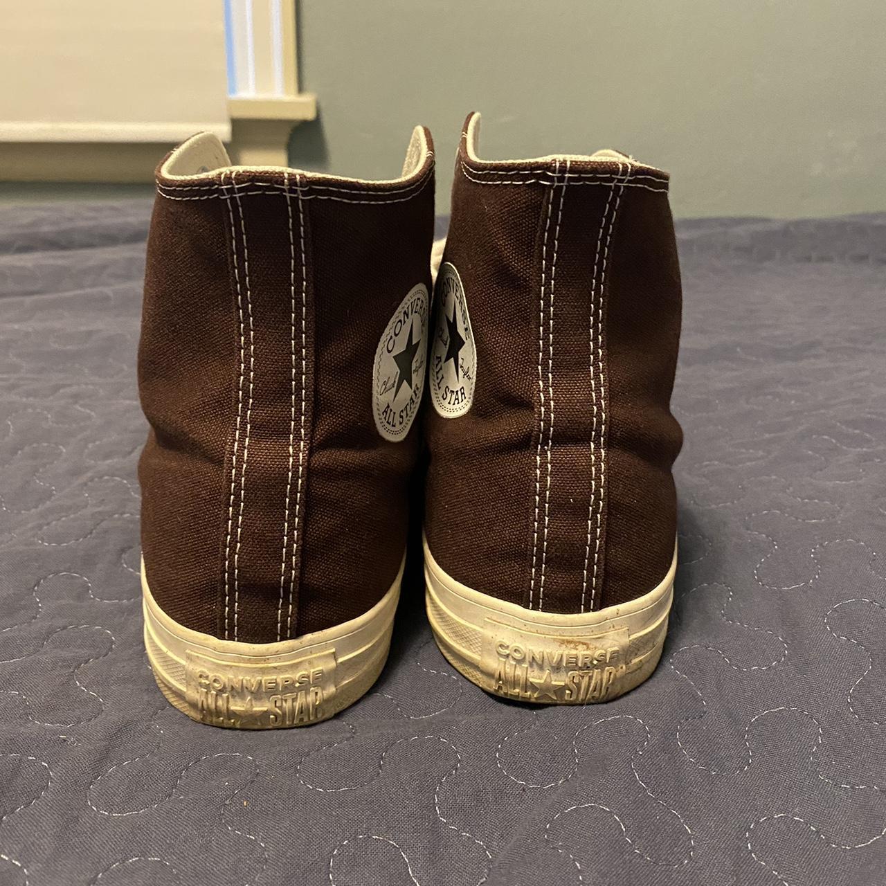 Custom Chuck Taylor Converse high tops. Rare brown... - Depop