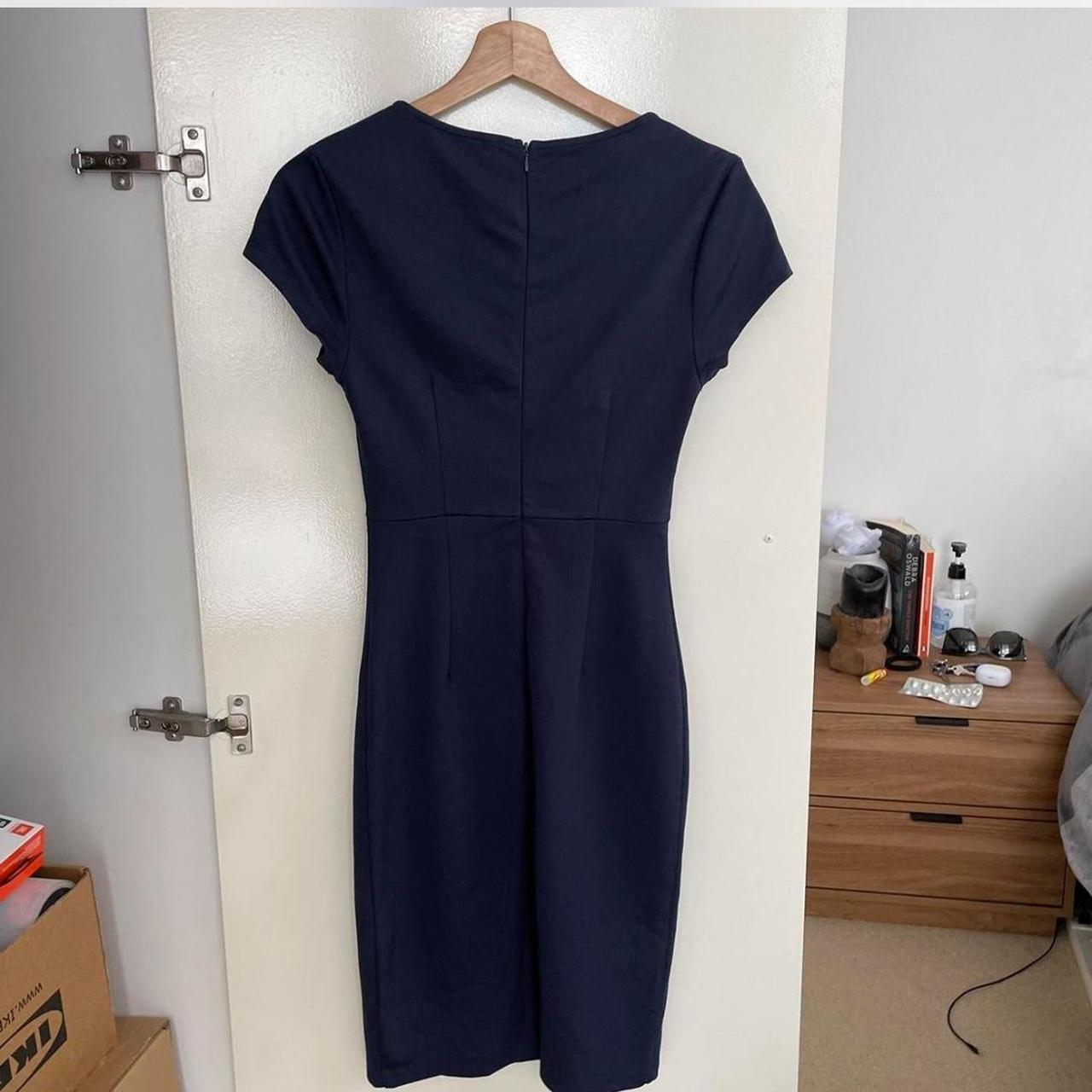 Gorgeous navy blue office dress. Stretchy but also... - Depop