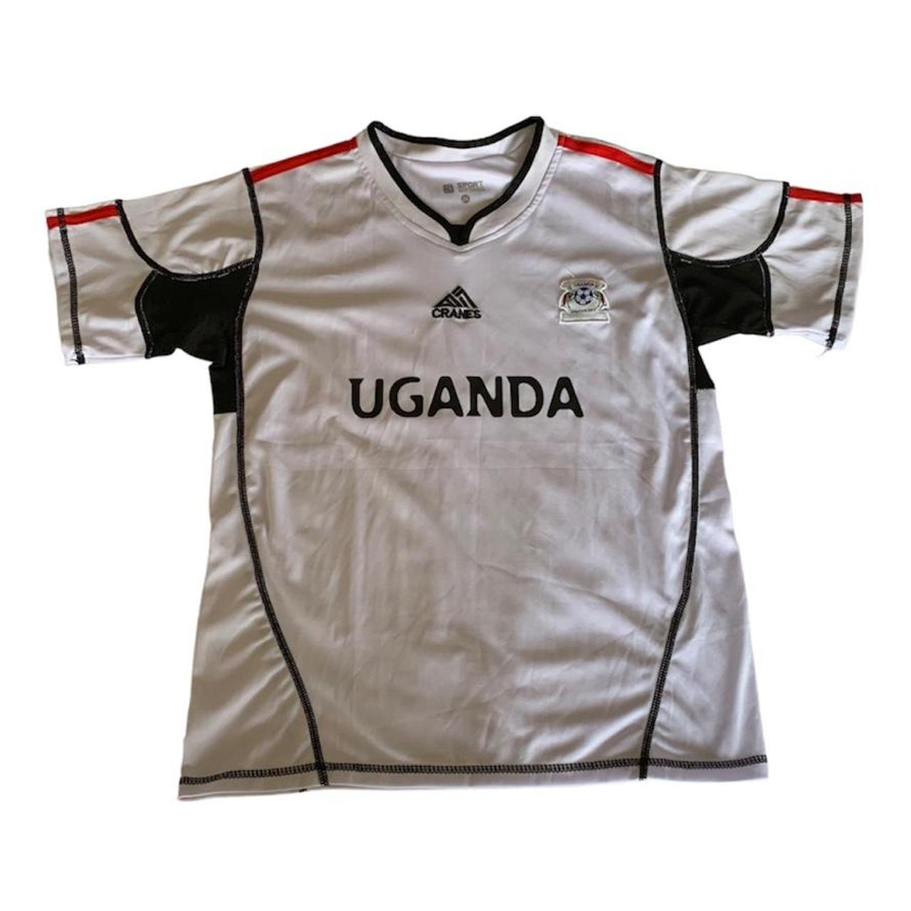 black and white uganda jersey soccer shirt 18 in... - Depop