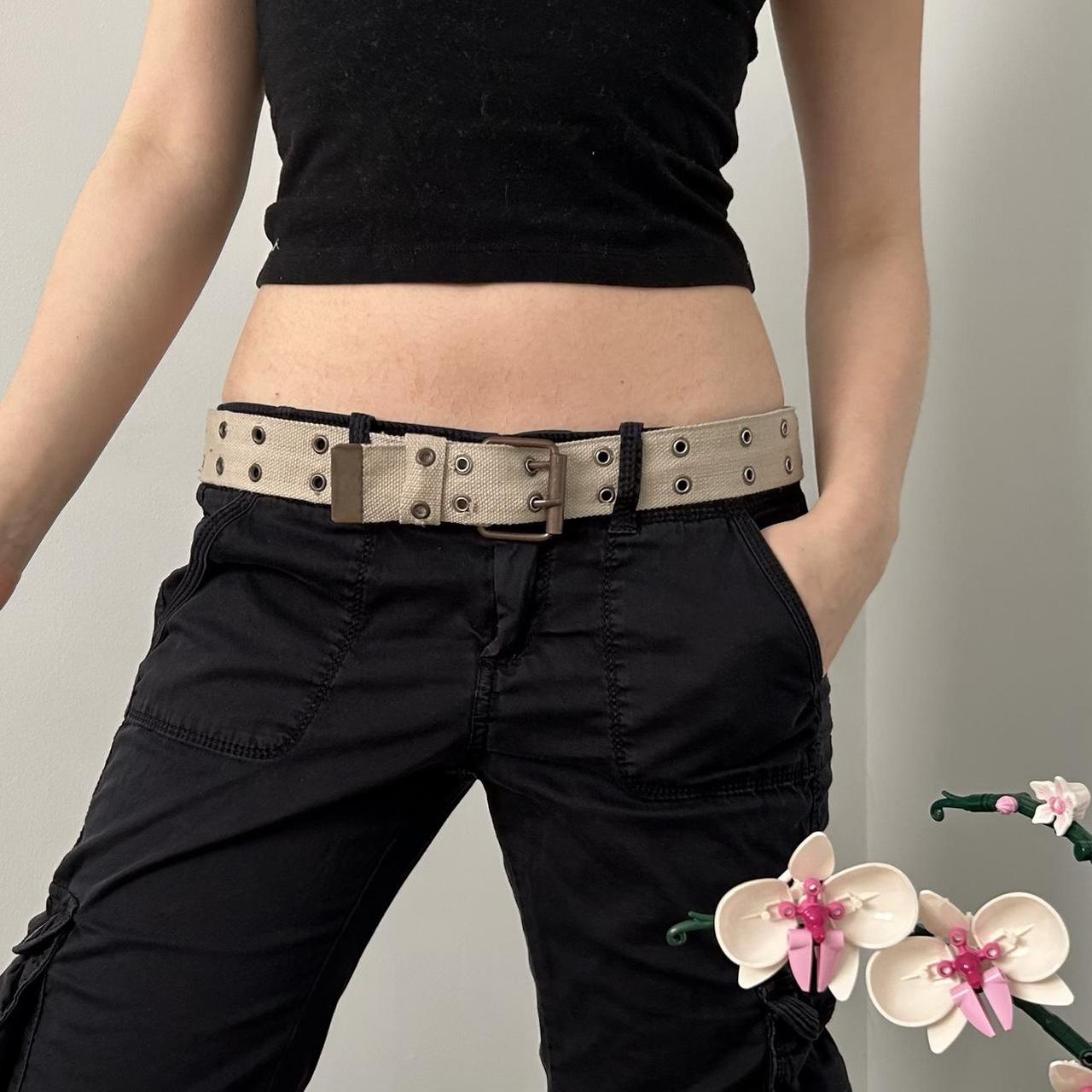 Women's Silver and Khaki Belt | Depop