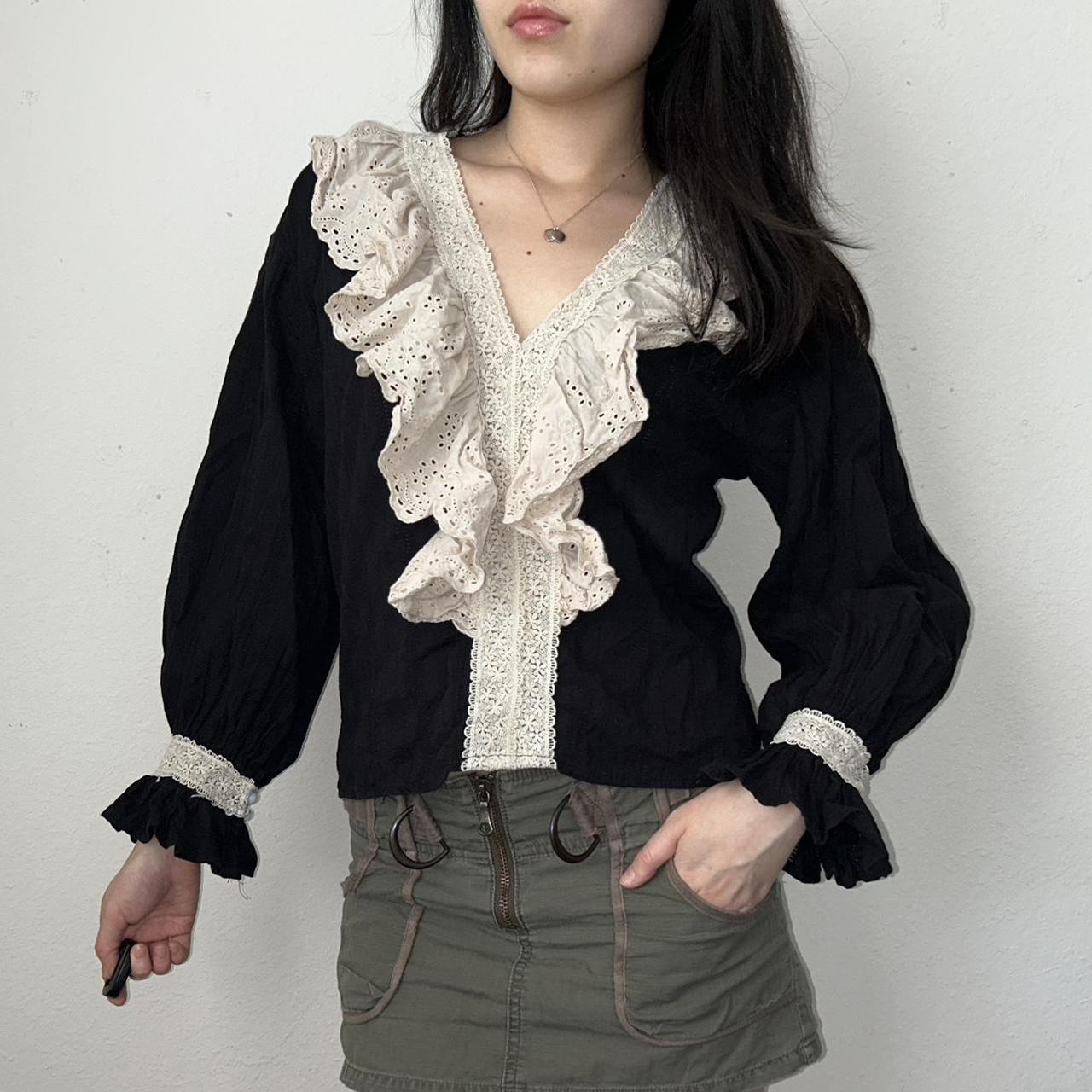 ruffle lace puff sleeve blouse this absolutely... - Depop