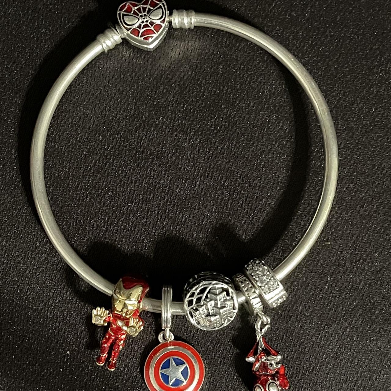 Pandora Spiderman clasp bangle with charms Barley... - Depop