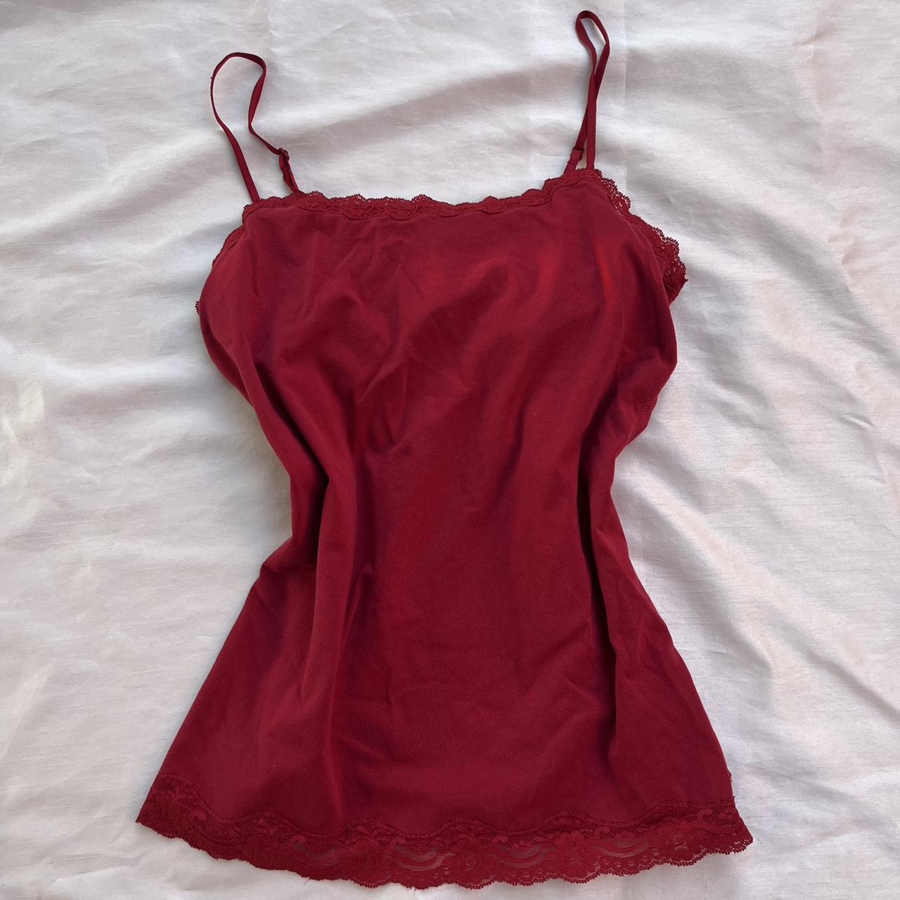 Red lace cami top 🍒 Has shelf bra Size medium,... - Depop