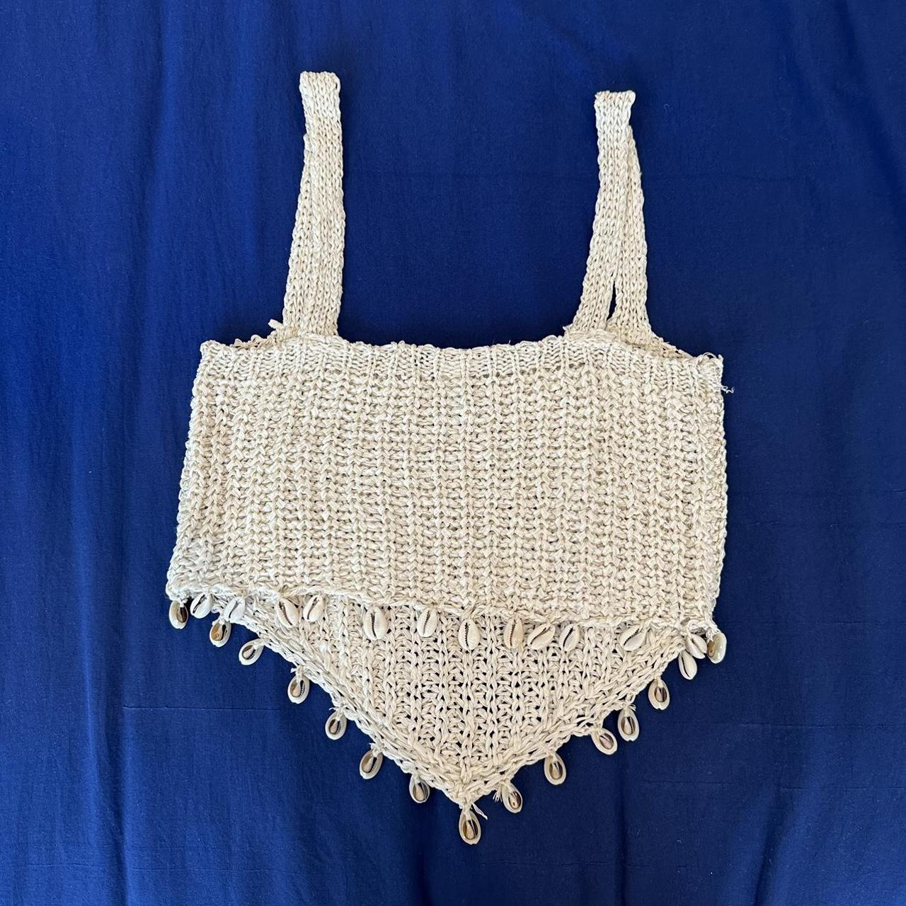 Beige Crochet sea shell top! - Depop