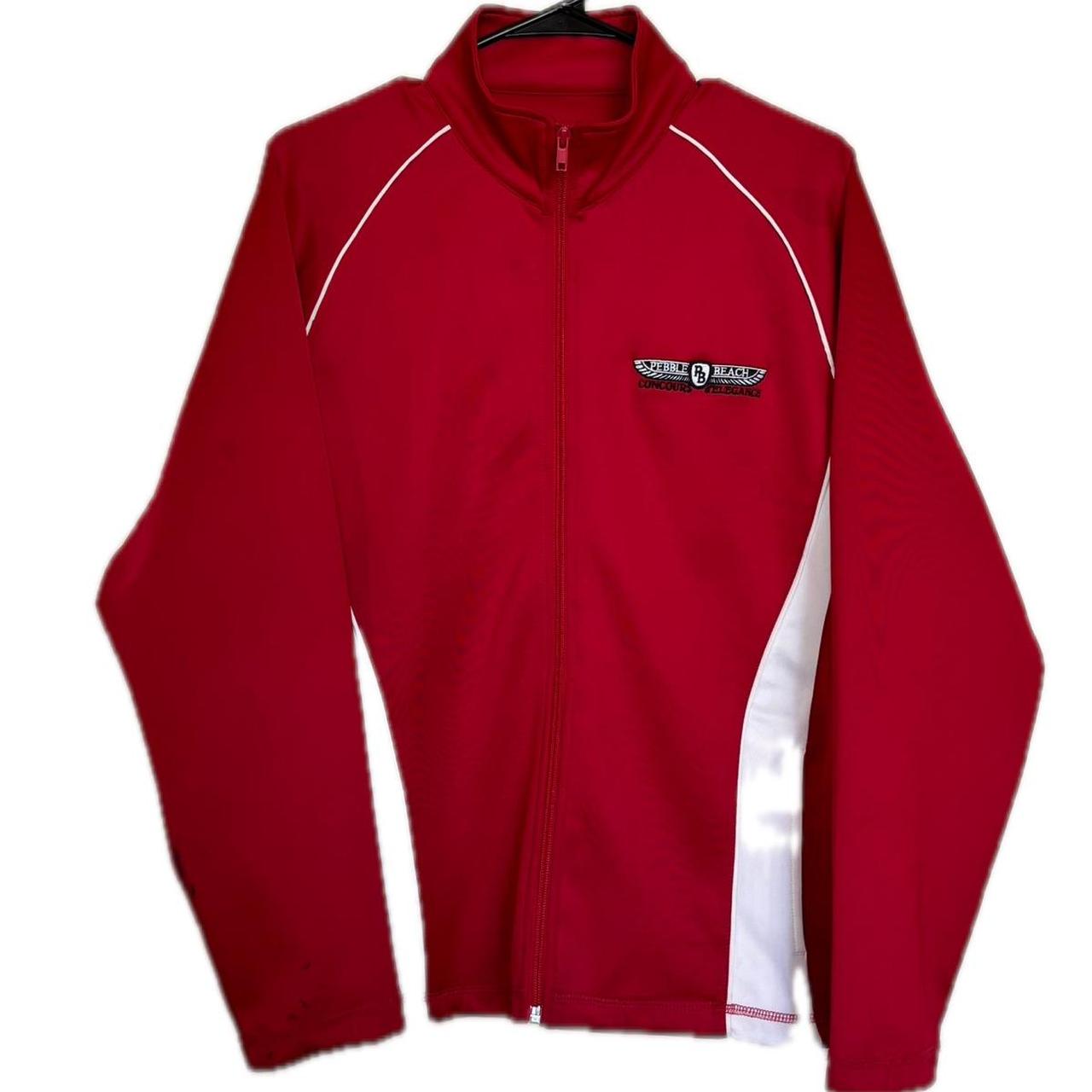 RED LEVEL WEAR TRACK JACKET SIZE LARGE PEBBLE... | Depop