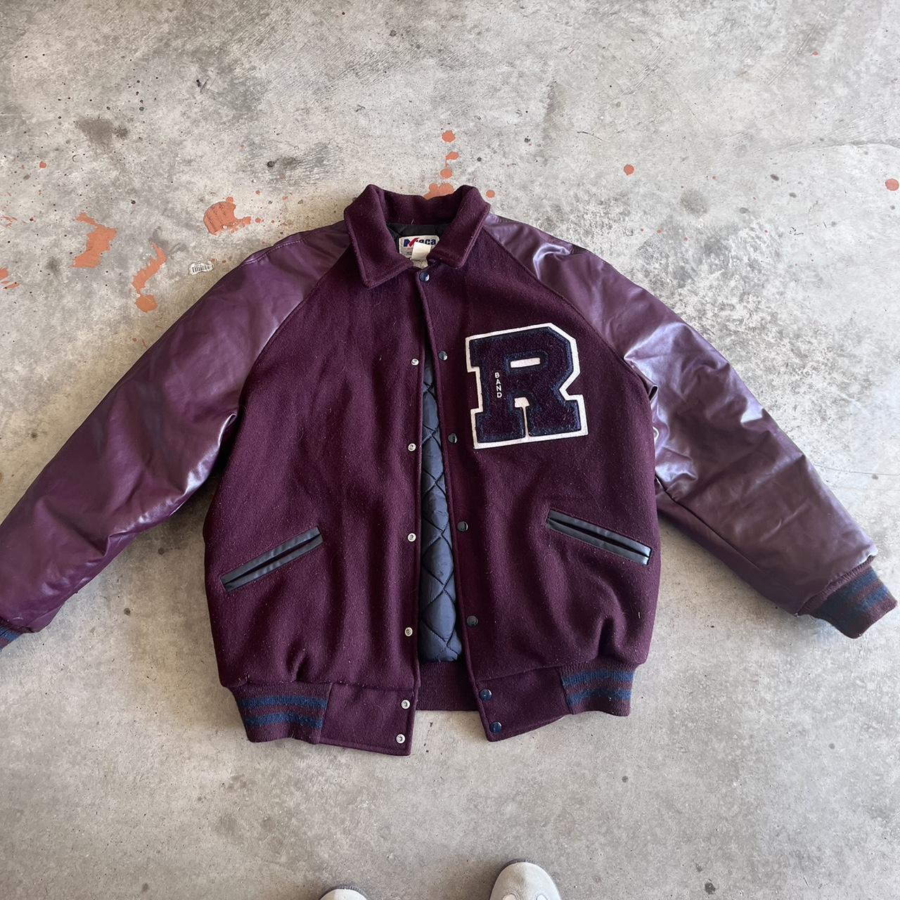 maroon Varsity jacket Mecca Size xl - Depop