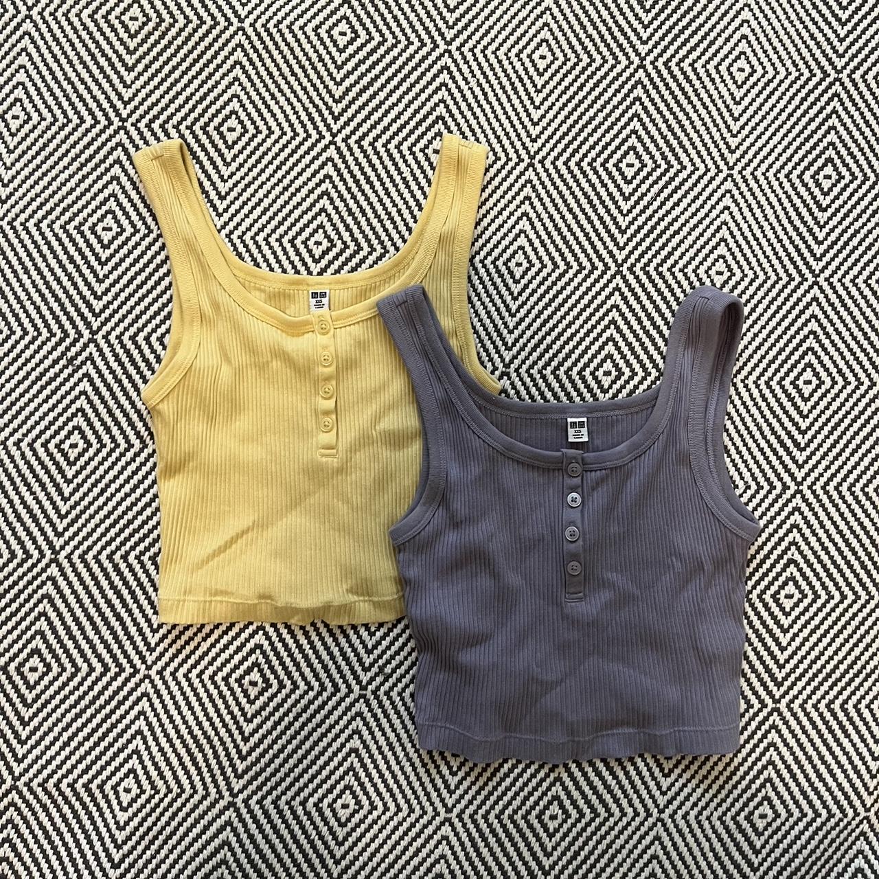 Uniqlo top bundle - two uniqlo crop tops - size xxs... - Depop