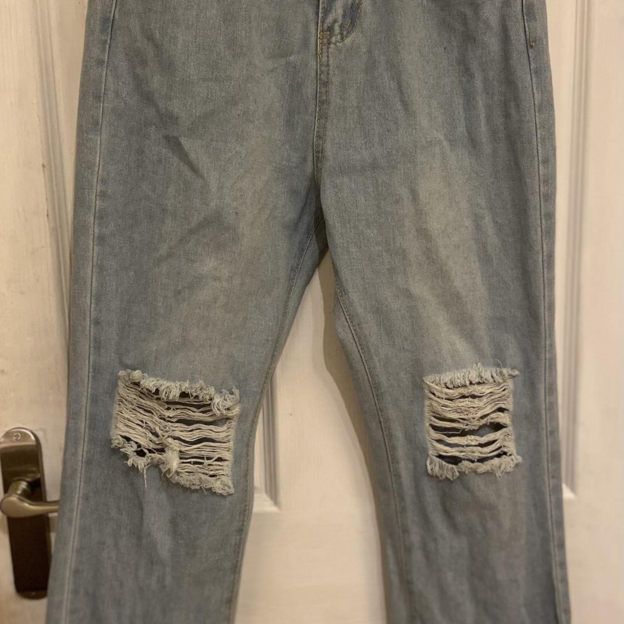 Blue flared ripped jeans #rippedjeans - Depop