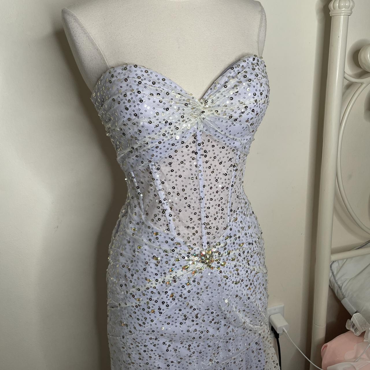 Y2k prom dress, prom dress, sequin sexy dress corset... - Depop
