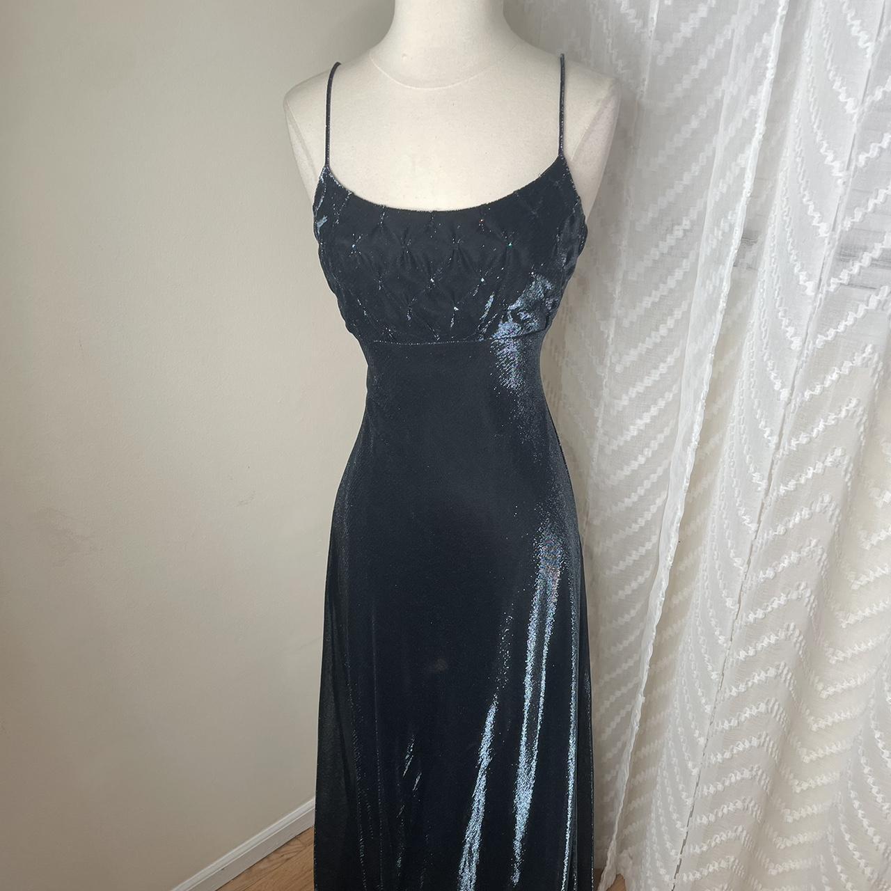 Y2K prom dress, prom dress super cute blue / silver... - Depop