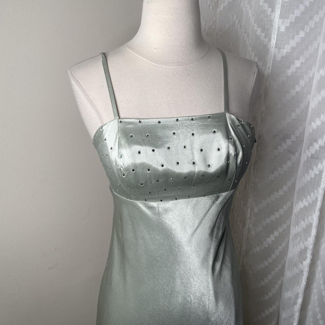 Y2k prom dress, prom dress really light green/teal... - Depop