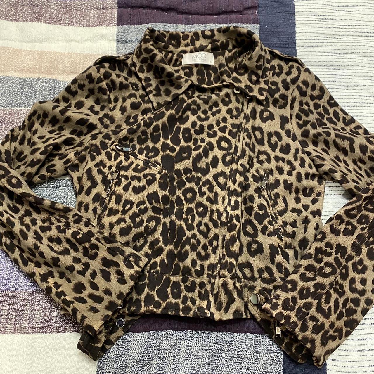 Leopard Cheetah print jacket Size small Purchased... - Depop