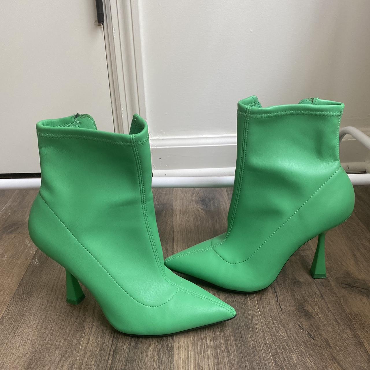Green high heel boots size 8, worn once Currently... - Depop