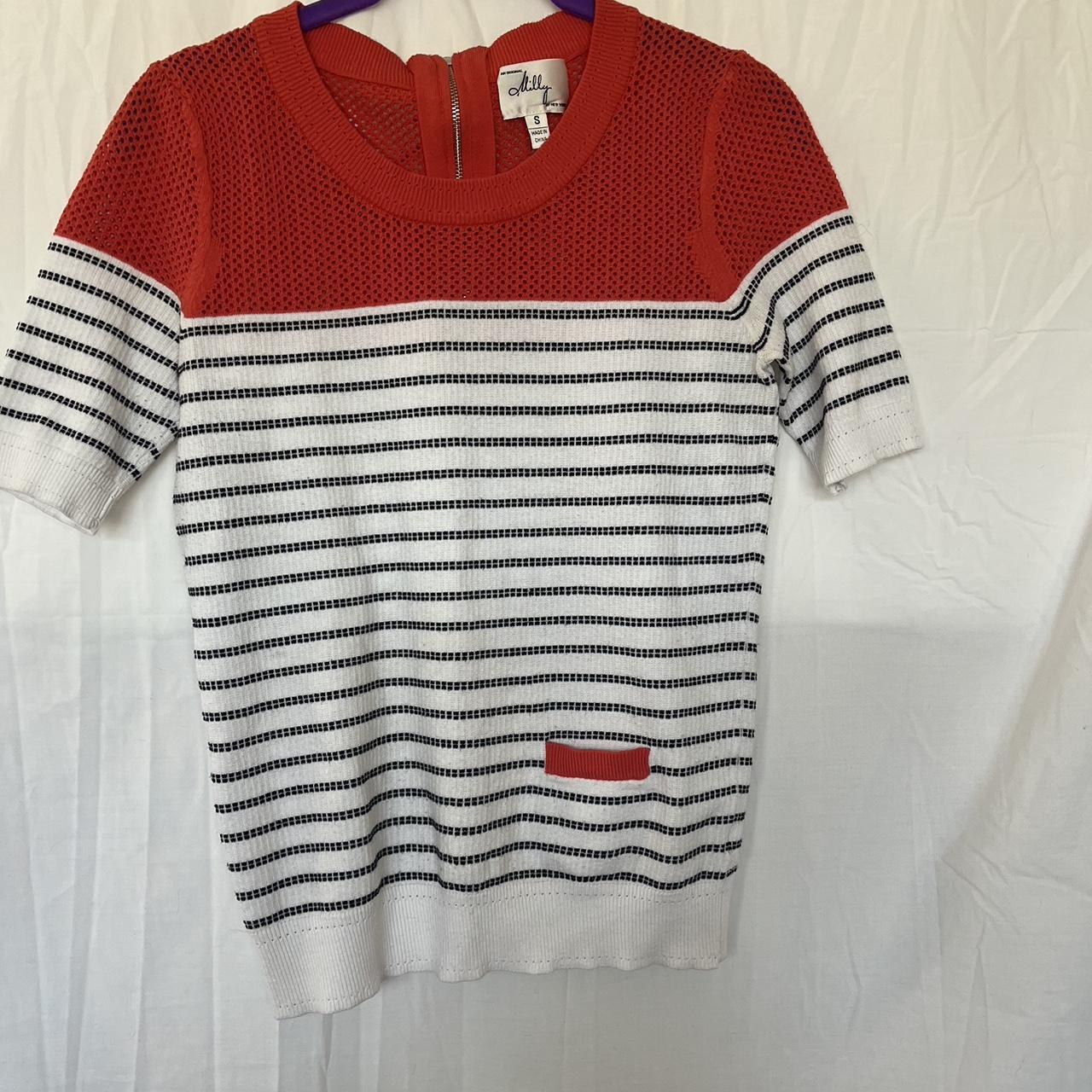 Milly striped mesh knit top Small. See photos for... | Depop