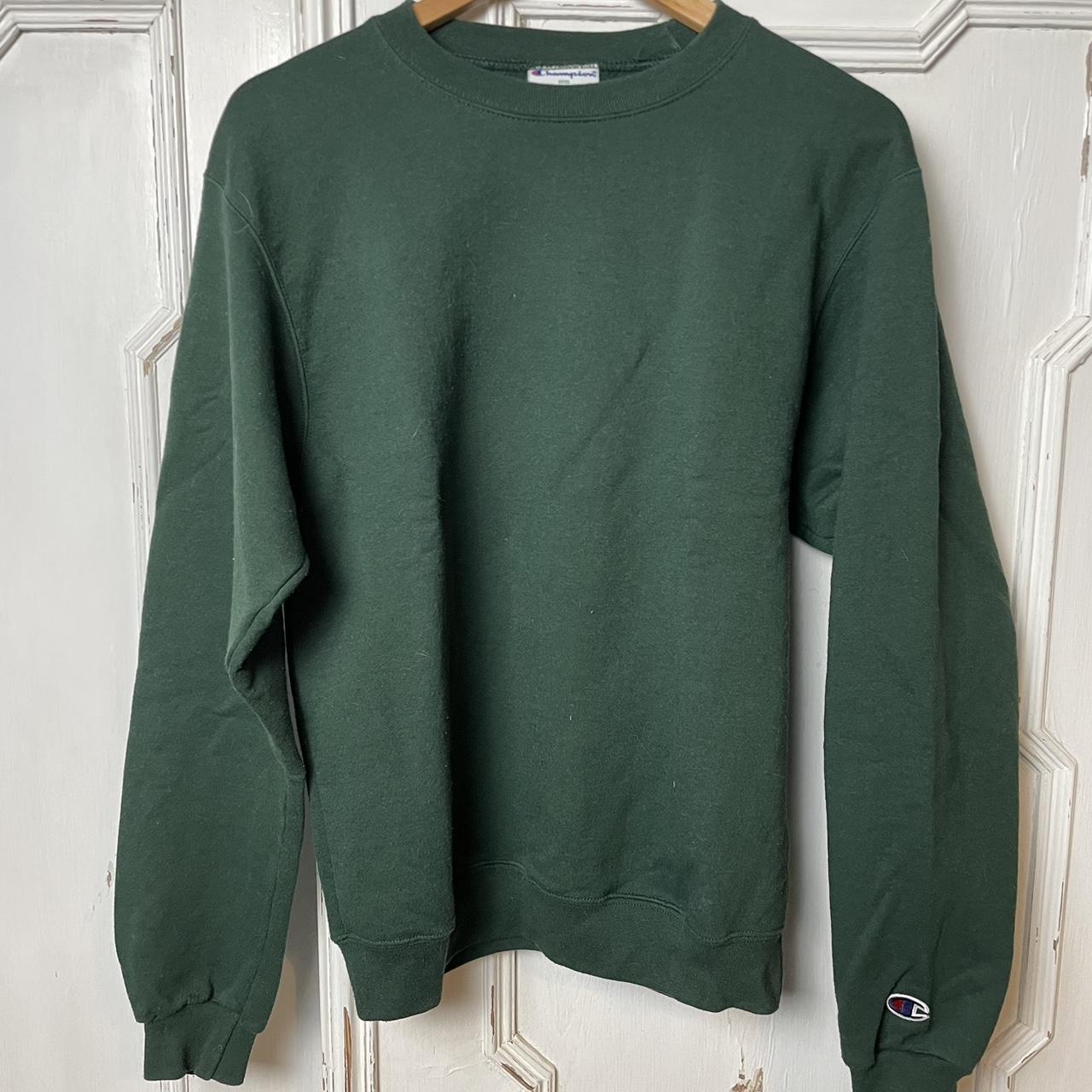 Champion Crewneck Jumper in Dark Forest Green. Small... - Depop
