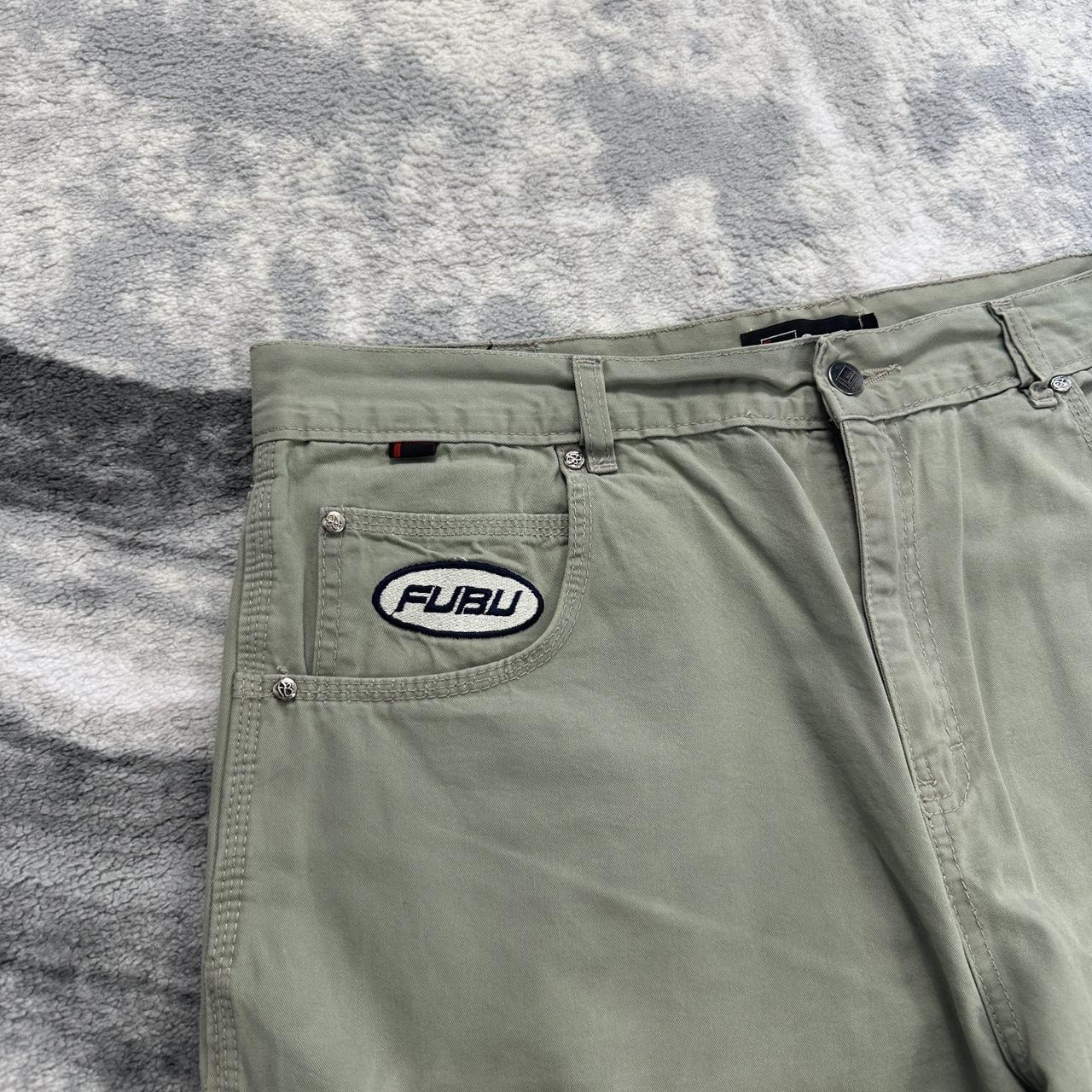 Vintage Fubu Denim 1990's Sage Green Carpenter Baggy... - Depop