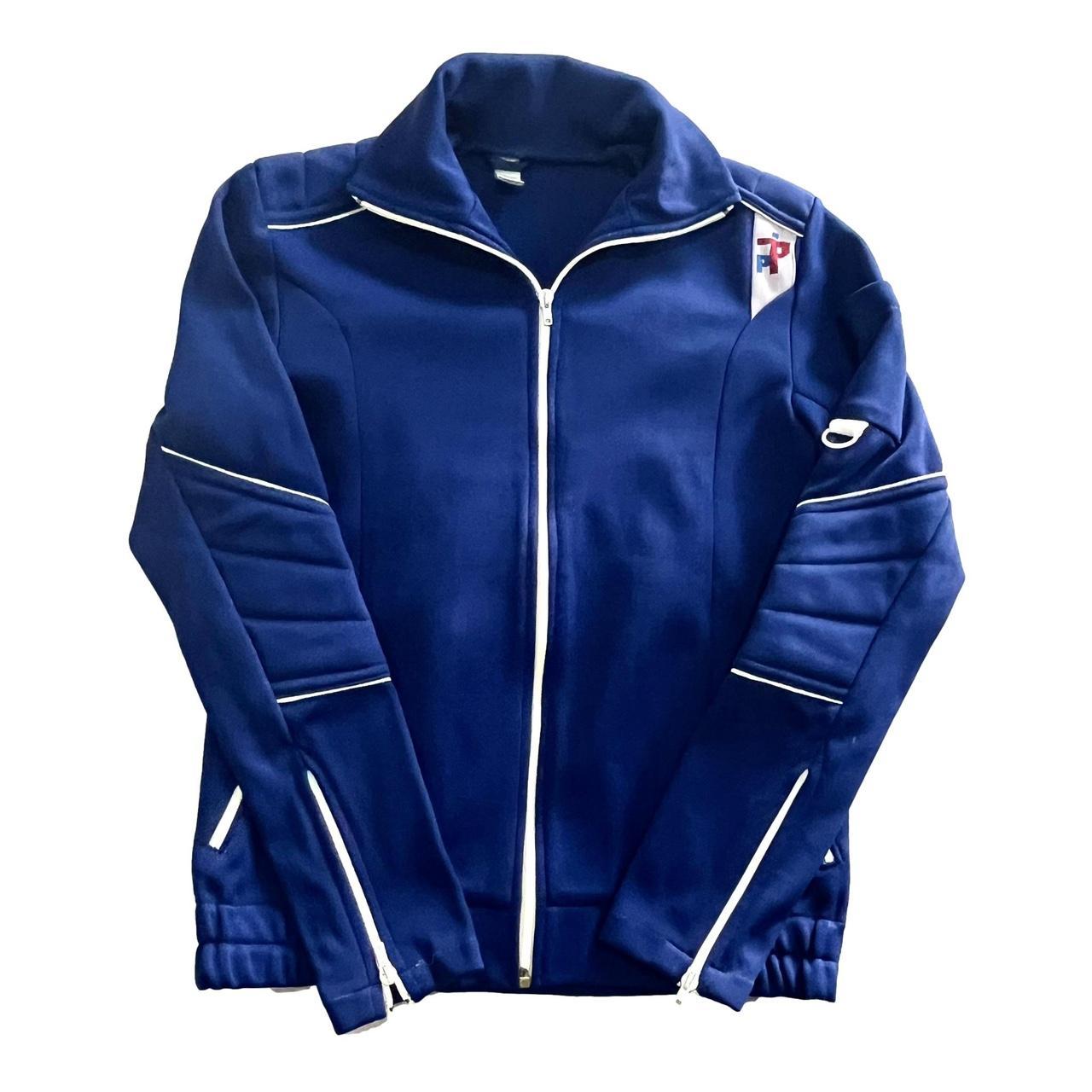 A vintage 70s tracksuit / sports top in dark blue... - Depop