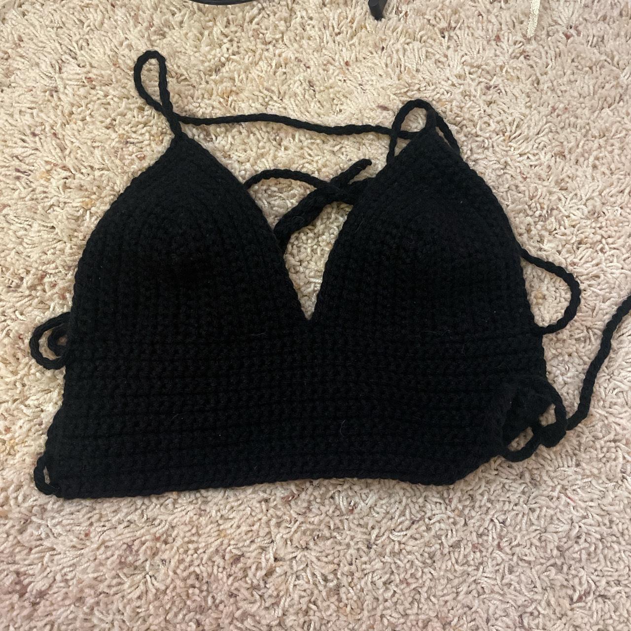 handmade backless crochet top fits a/b cup xs - Depop