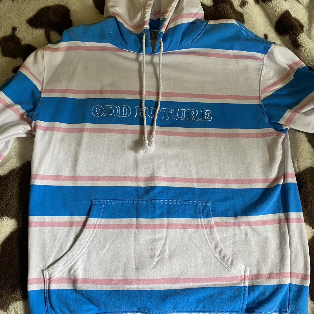 hard to find odd future hoodie white with pink and... - Depop