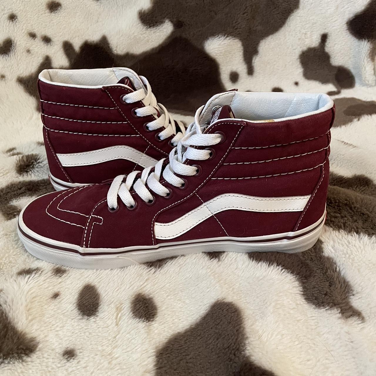 dark red / burgundy high top vans -size 9 in women,... - Depop