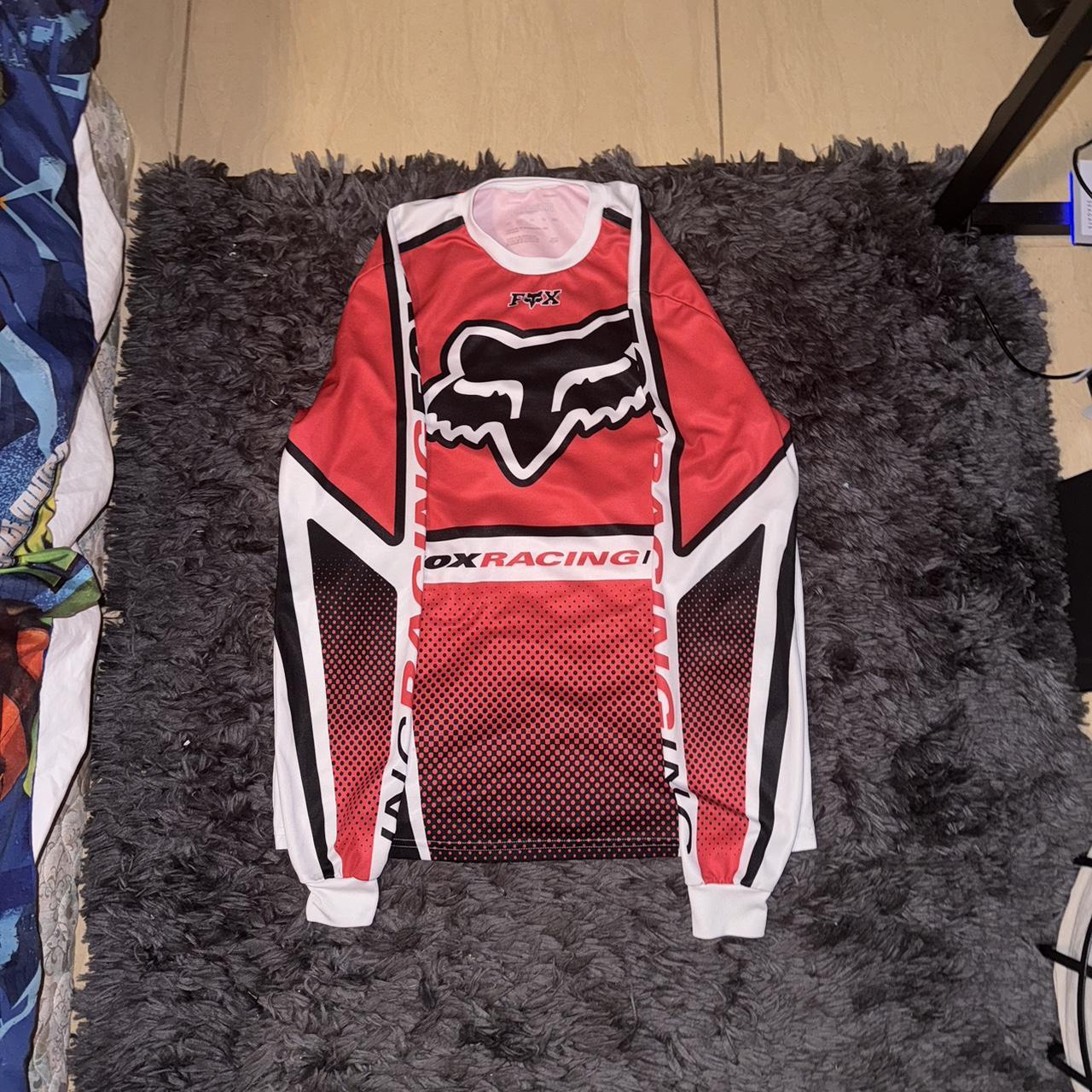 Red and black Fox Racing jersey #motocross - Depop