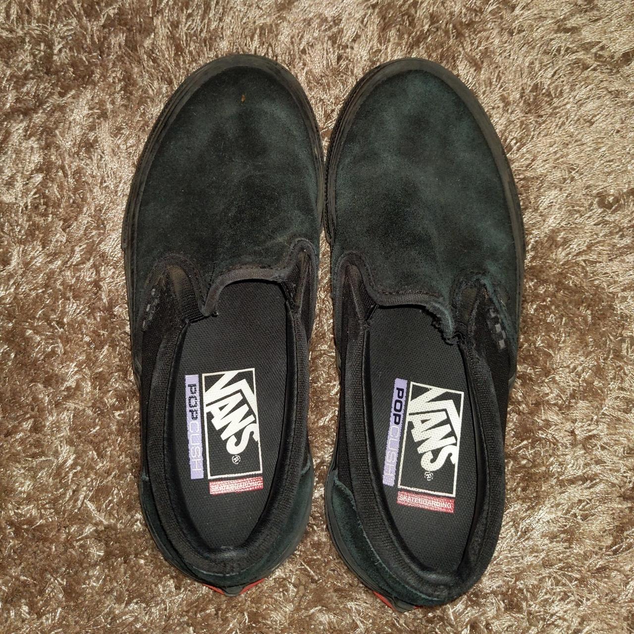 Good condition vans pro slip ons small rip on right... - Depop