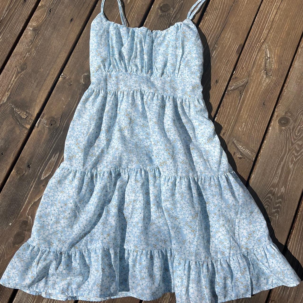 Blue floral sundress ☀️ -size S can fit M -worn once | Depop
