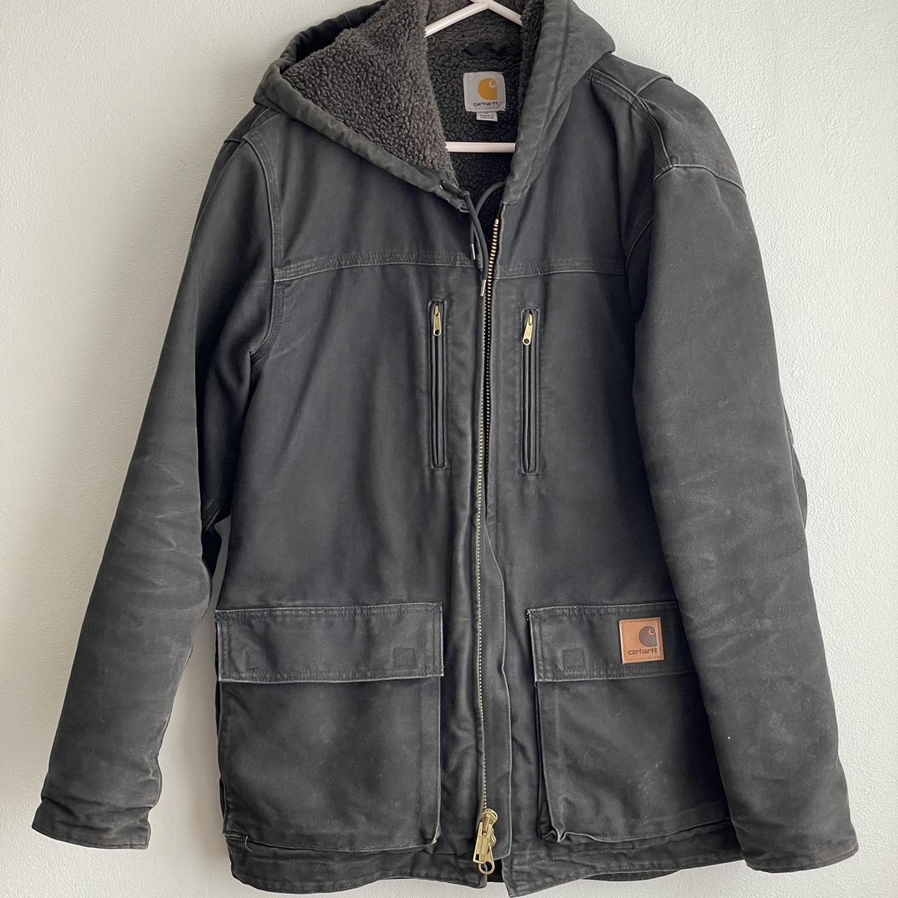 Carhartt heavy canvas jacket Faux shearling inner... - Depop