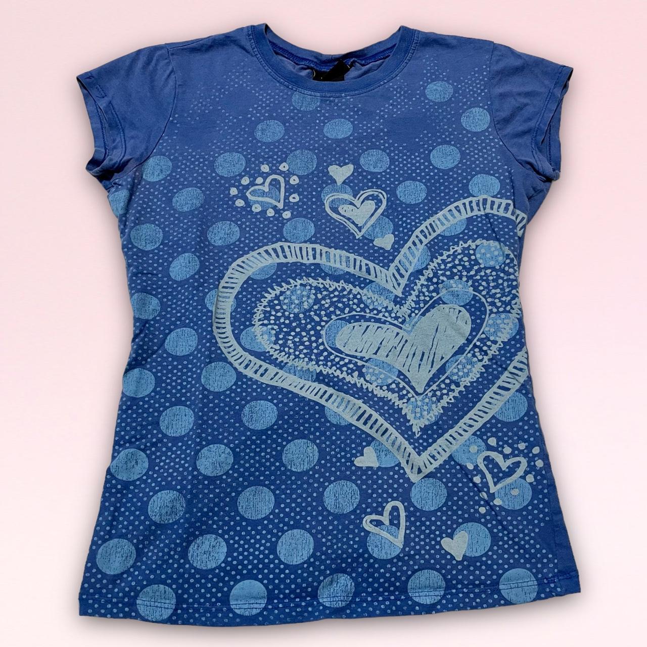 early/mid 2000s blue baby tee with scribbled... - Depop