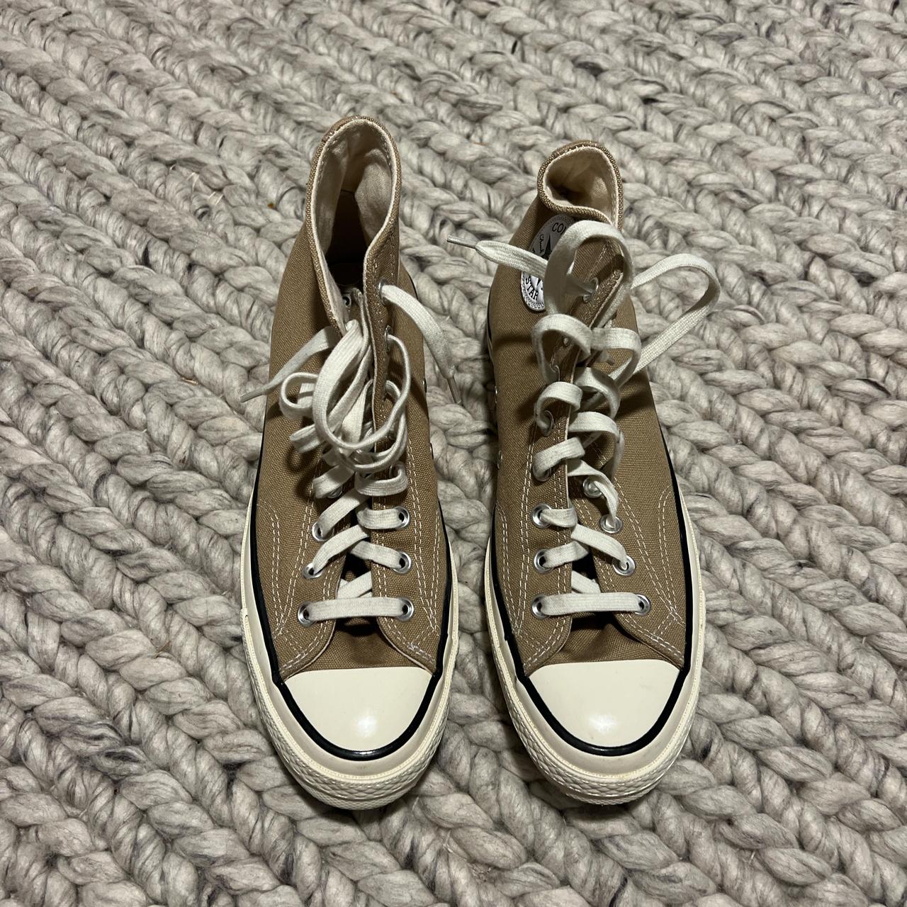 Like new beige Converse high tops. Mint condition.... - Depop