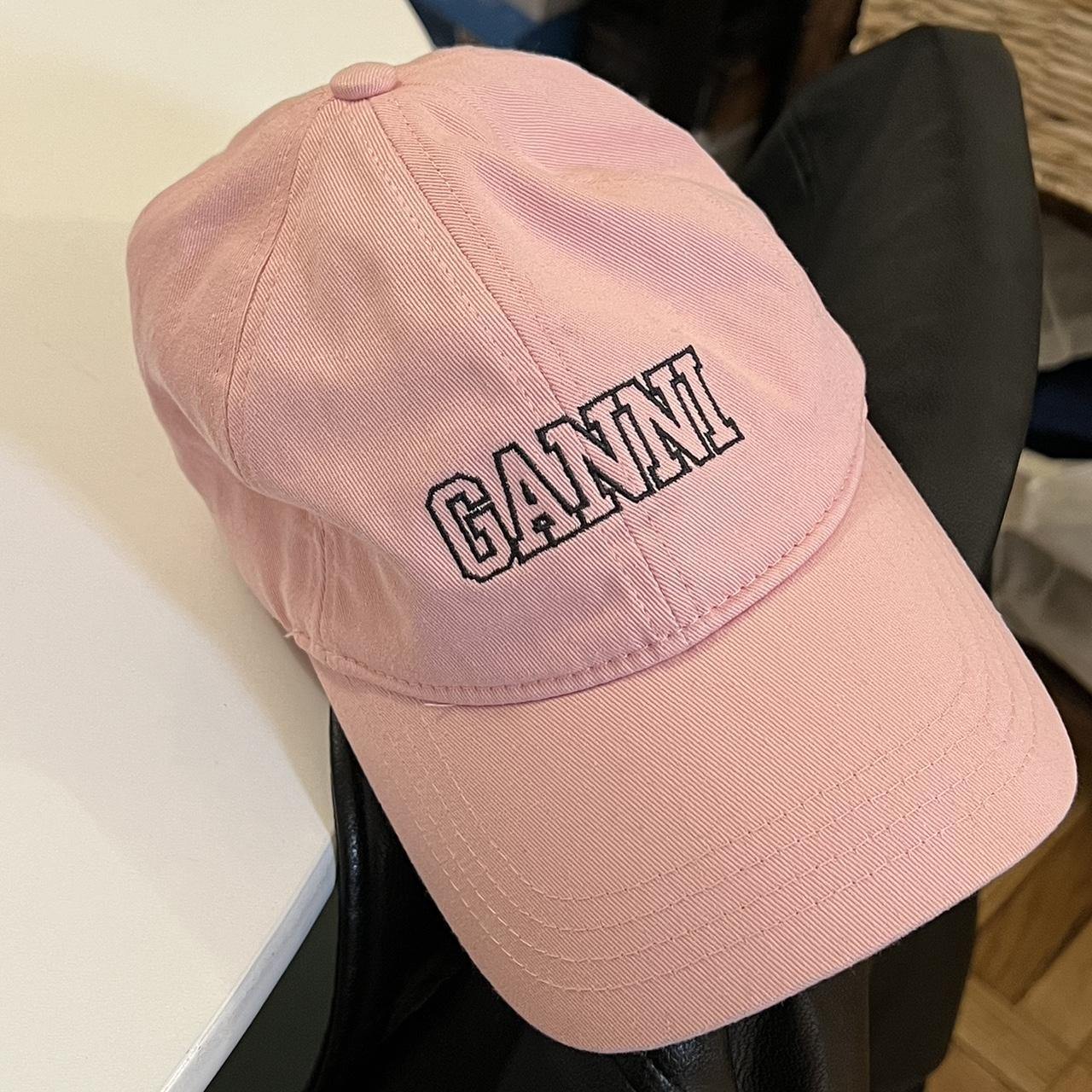 GANNI embroidered-logo cotton baseball cap Rose Pink... | Depop