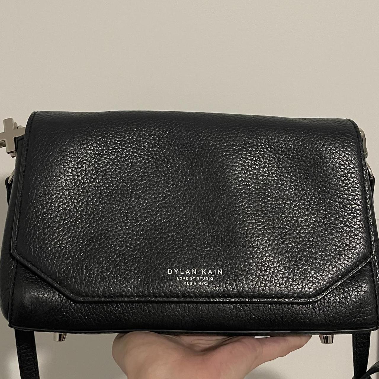 Dylan Kain black flap bag with silver... - Depop