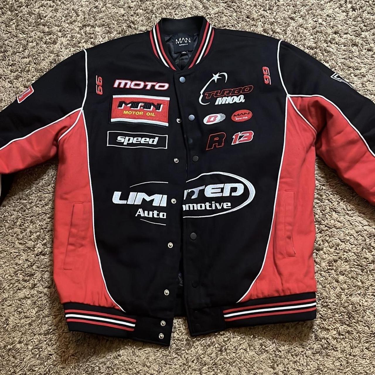 Boohoo Men's Red and Black Jacket | Depop