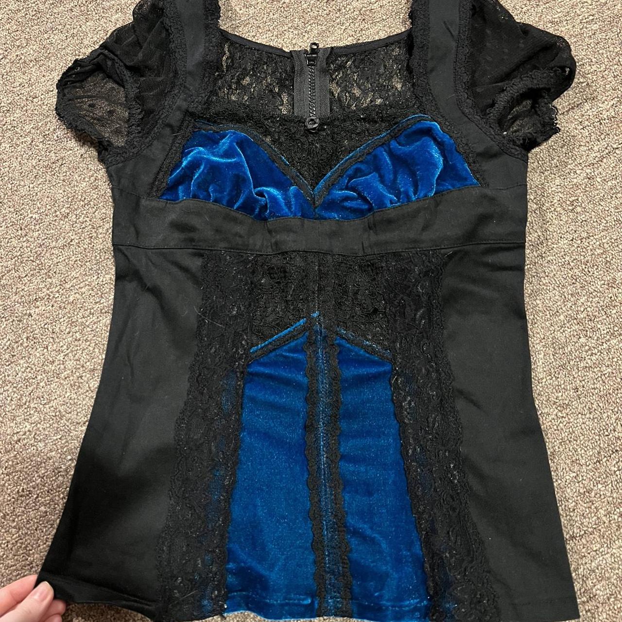 Tripp NYC Women's Black and Blue Shirt | Depop