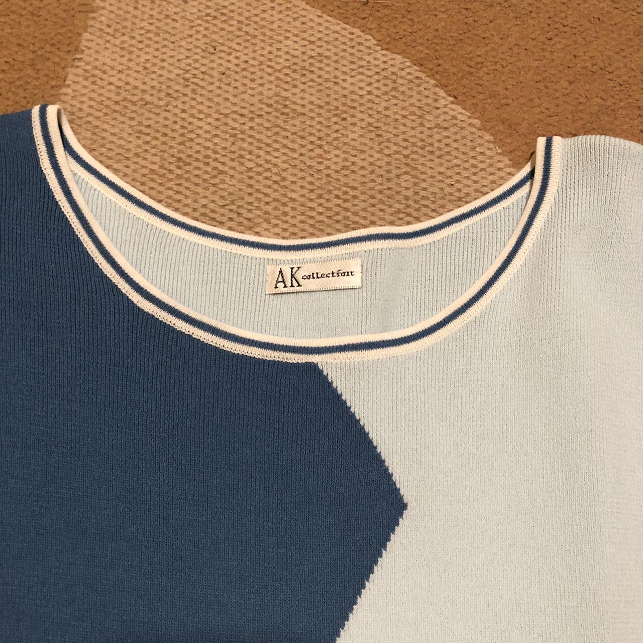 Navy and baby blue color blocking shirt - Depop