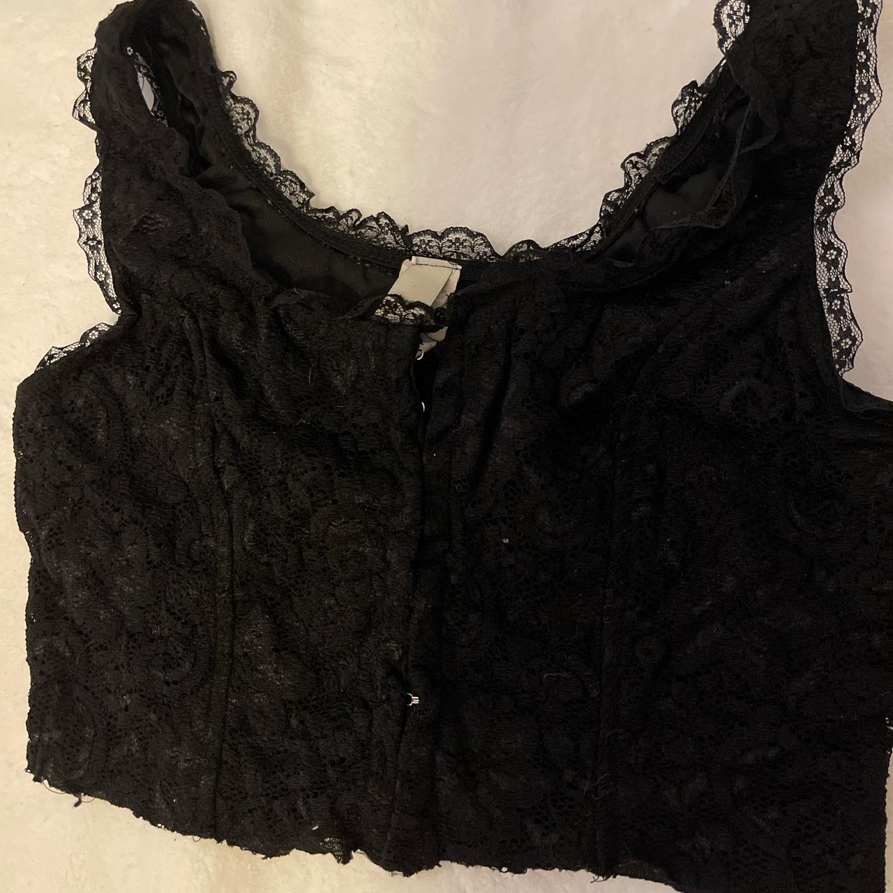 Small Black lace emo gothic corset crop... - Depop