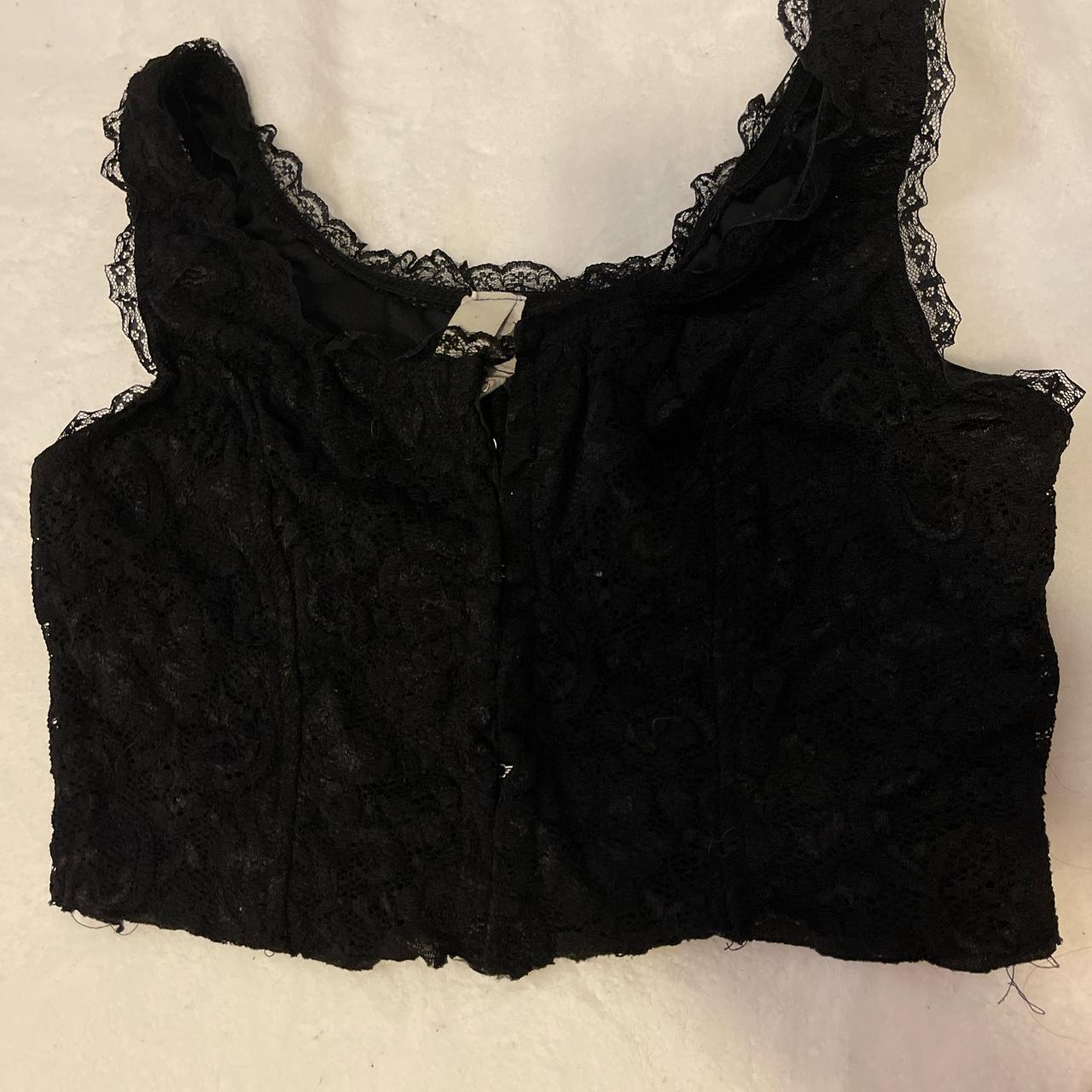 Small Black lace emo gothic corset crop... - Depop