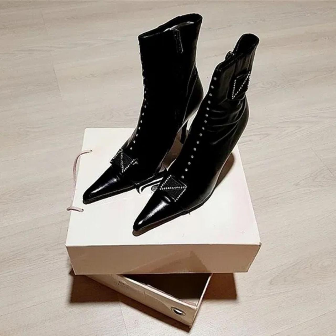 Buckle boot heals black ankle boots genuine leather... - Depop