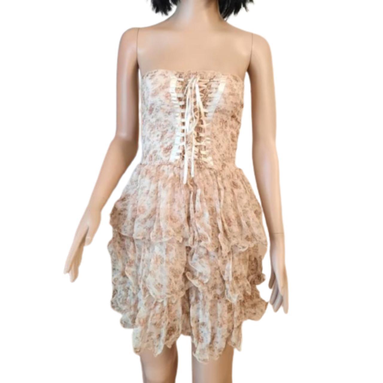 Staples layered dress tan color sz XS excellent... - Depop