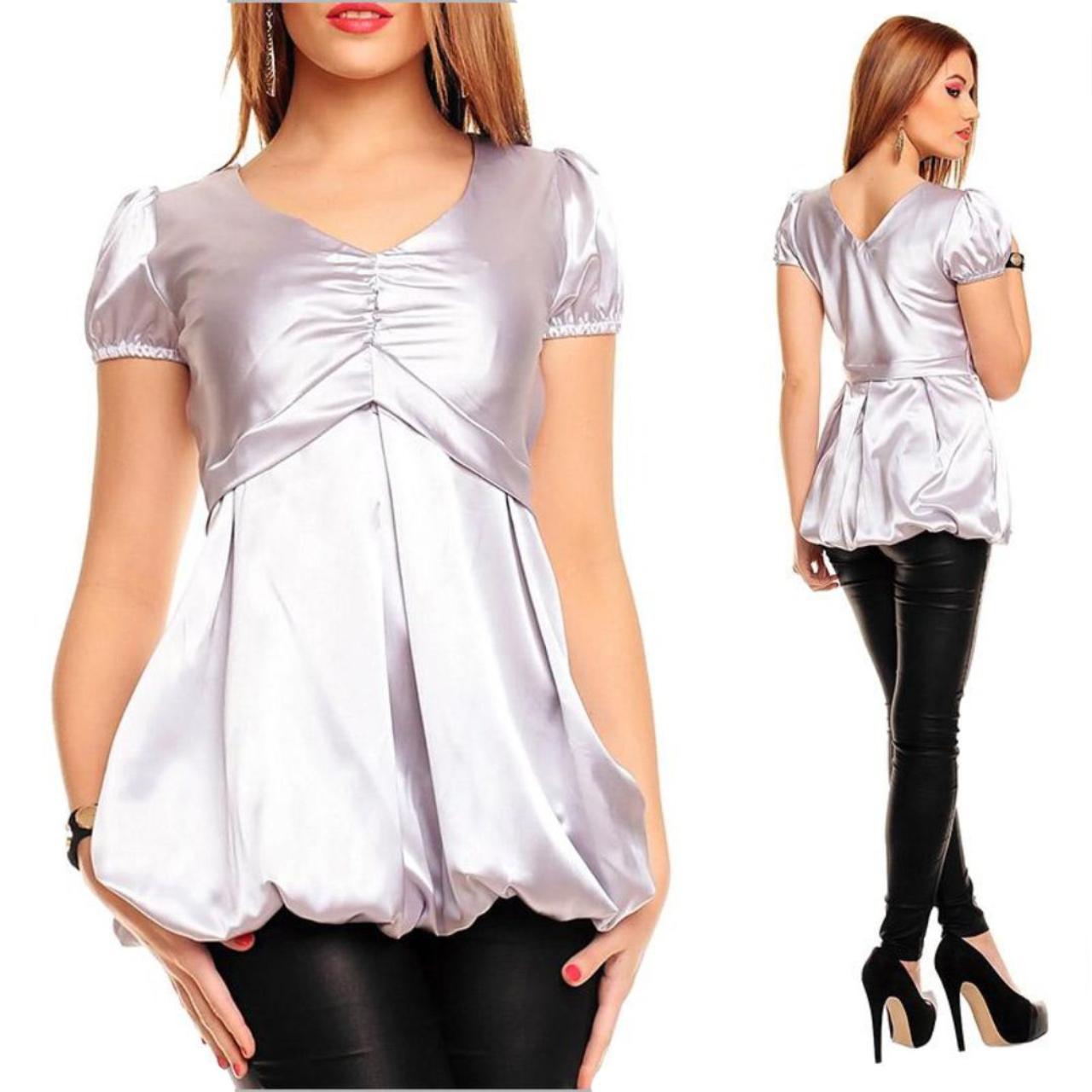 Metalic silver tshirt bubble style Available Sizes... - Depop