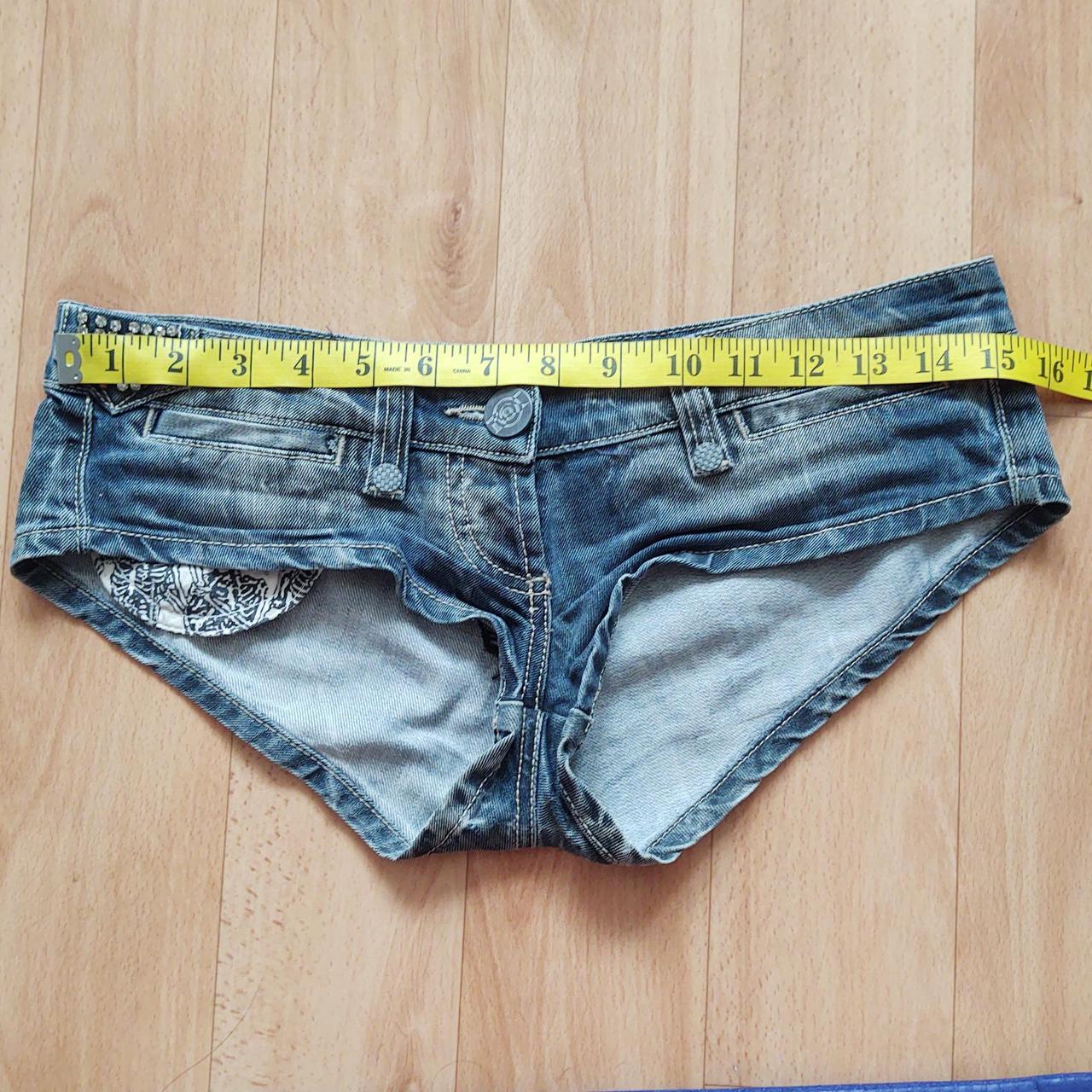The hottest denim micro mini shorts super low rise... - Depop