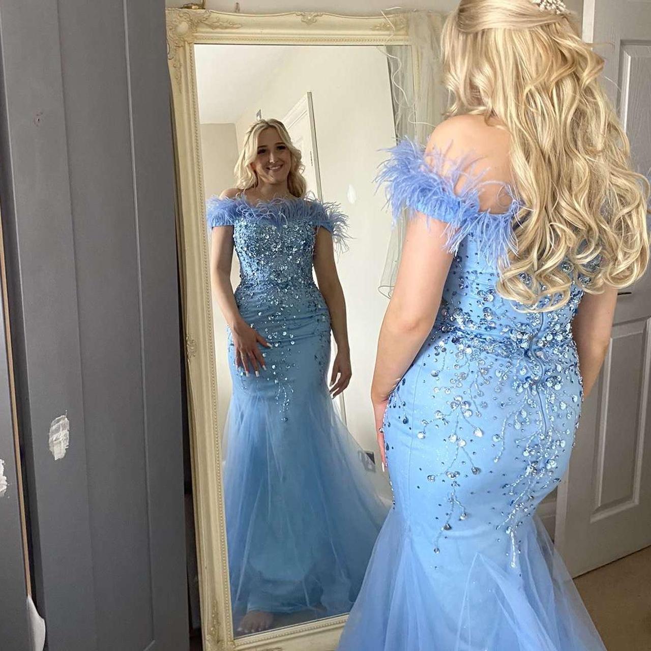 handmade blue fishtail prom dress. only been worn... | Depop