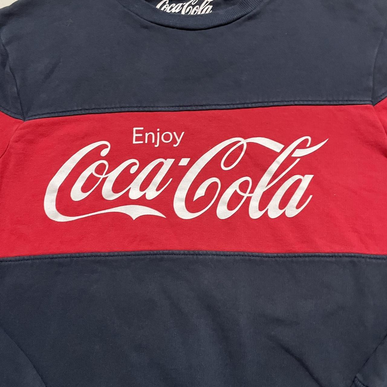 Coca-Cola Men's Navy and Red Hoodie | Depop