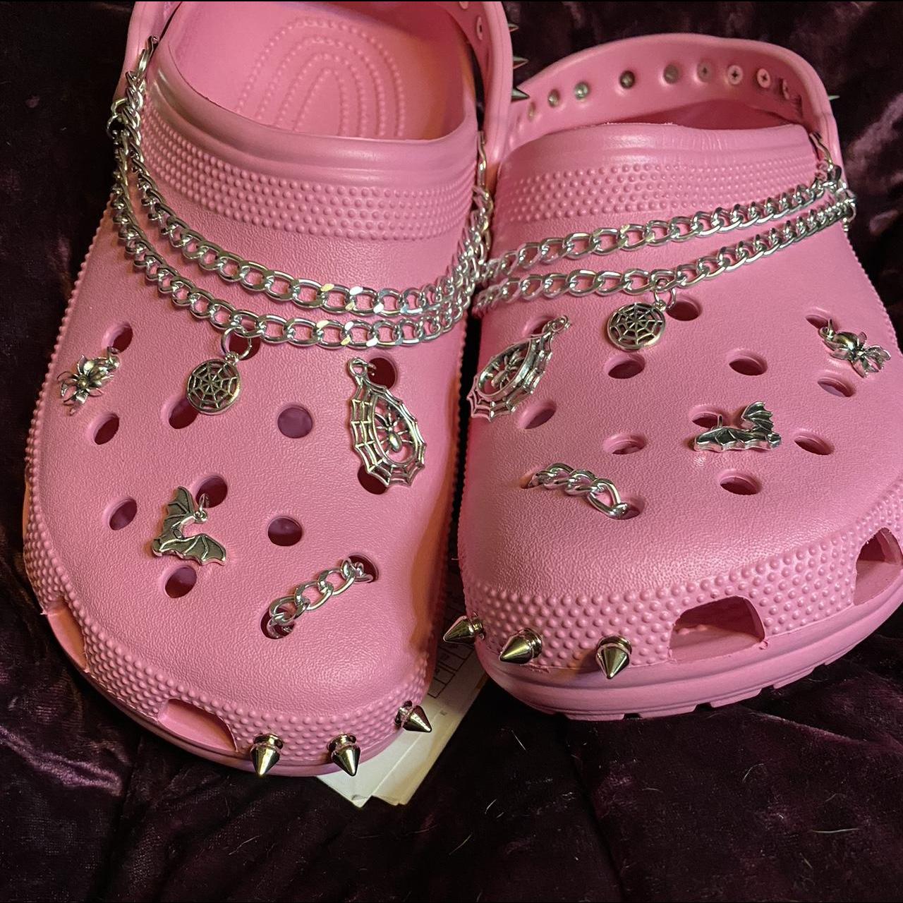 Custom punk/goth crocs Message me size and color... - Depop