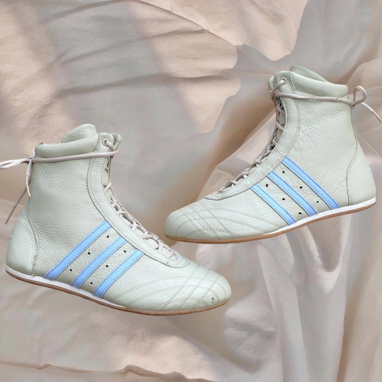 Adidas Cream White Leather Boxing Biker Boots... - Depop