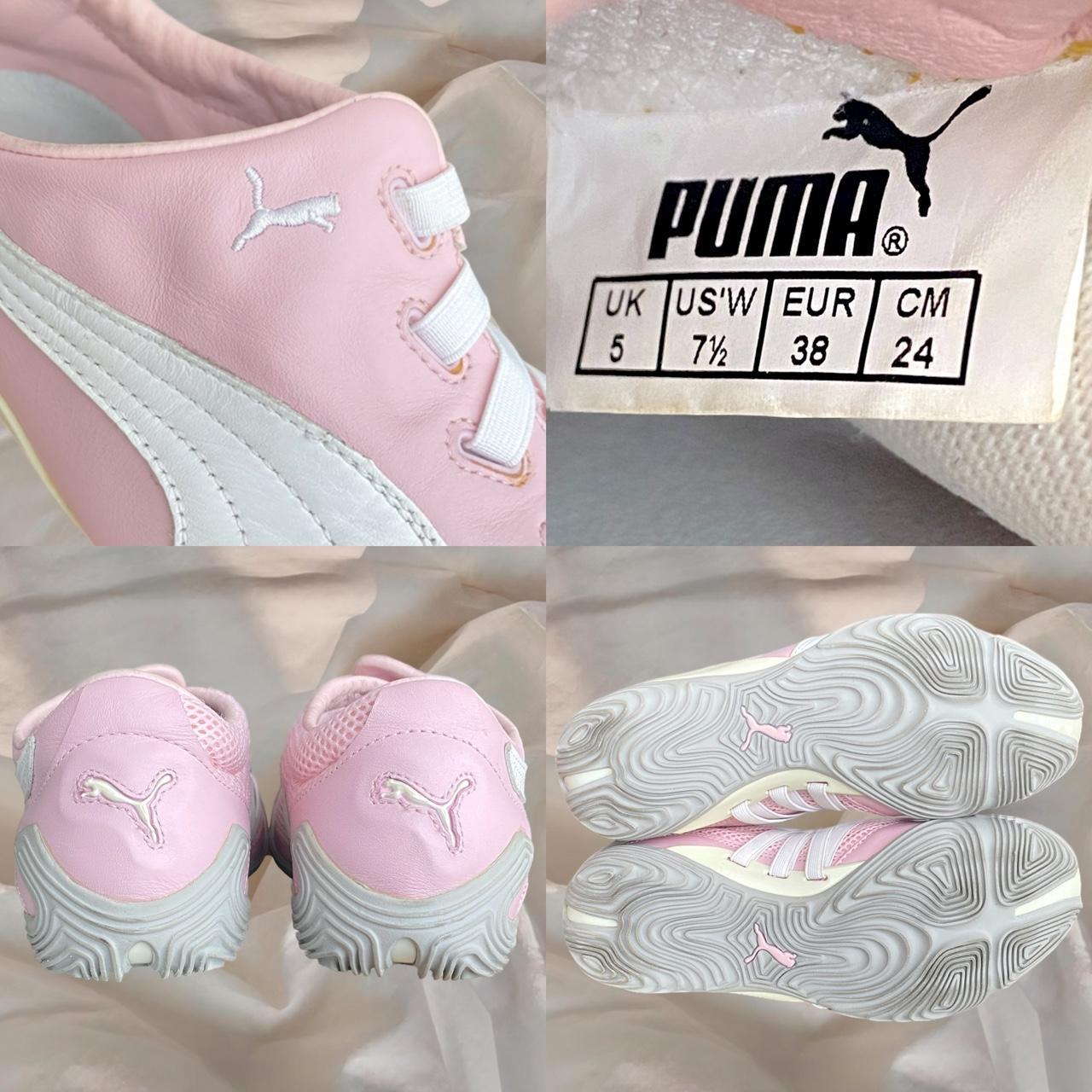 Puma Pink White Leather Futuristic Strappy Shoes... - Depop