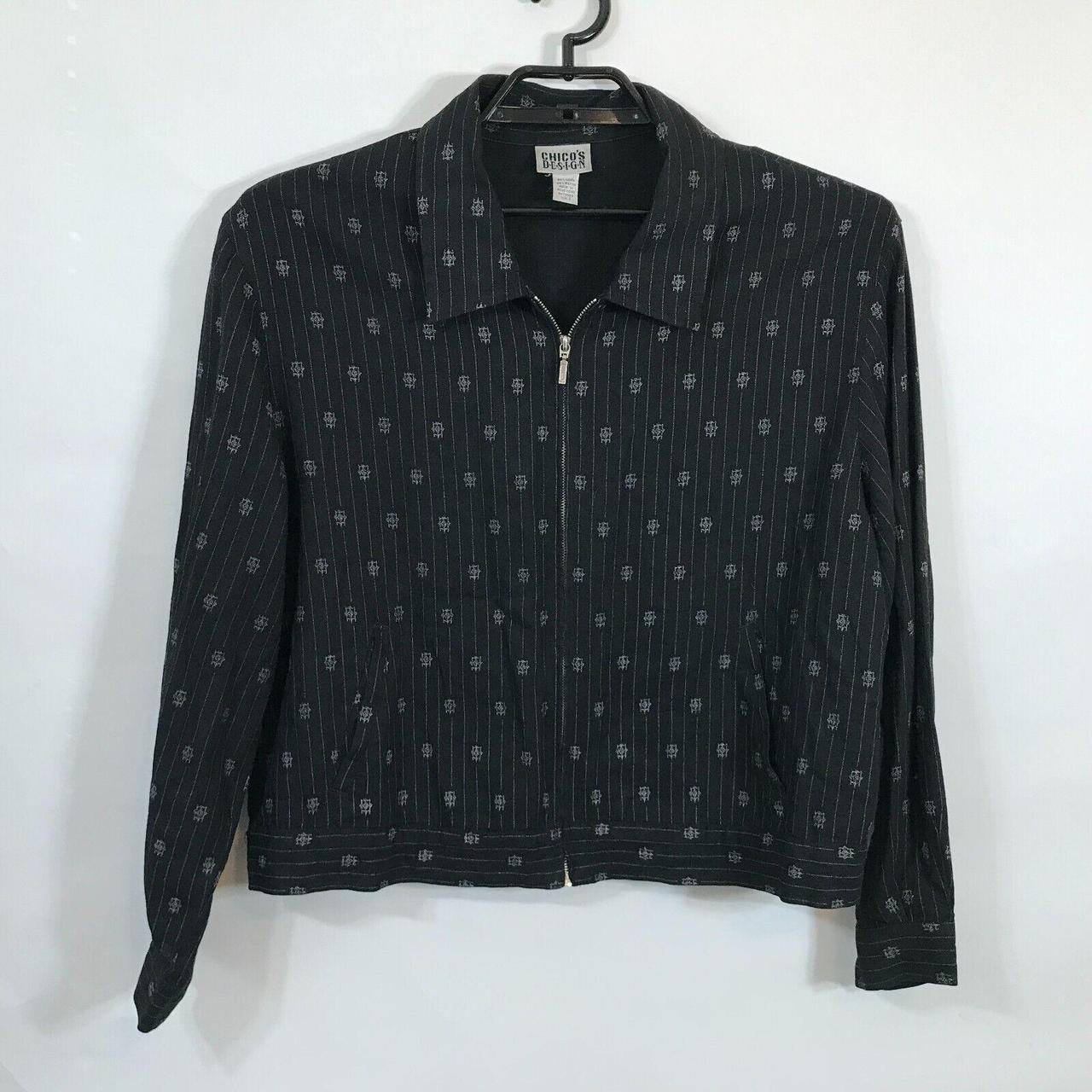 Chico's Design Jacket Size 2 Black Linen Rayon... - Depop