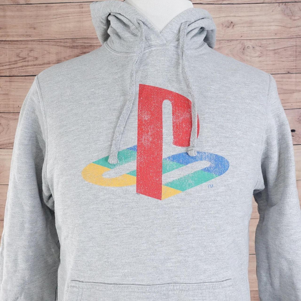 SONY PLAYSTATION PS1 LOGO GREY PULLOVER HOODIE SIZE... - Depop