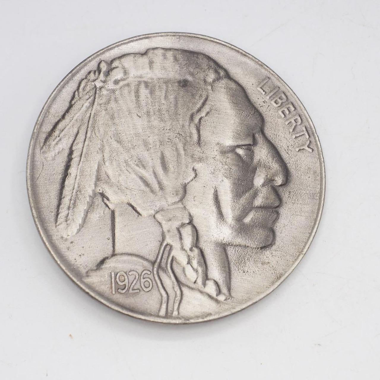 Buffalo Nickel Belt Buckle Silver Tone Metal... - Depop