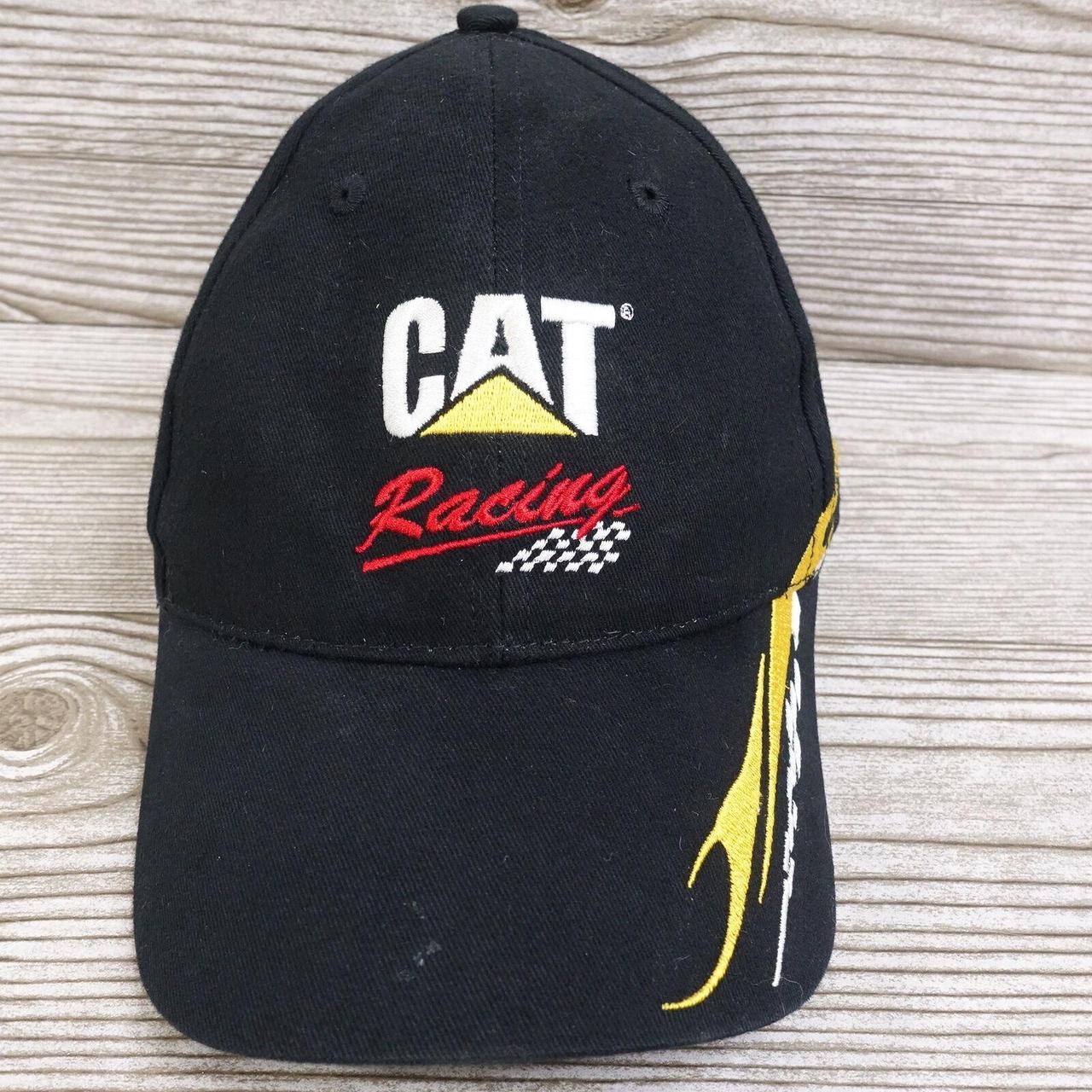 CAT RACING BLACK ADJUSTABLE CURVE STRAPBACK BASEBALL... - Depop